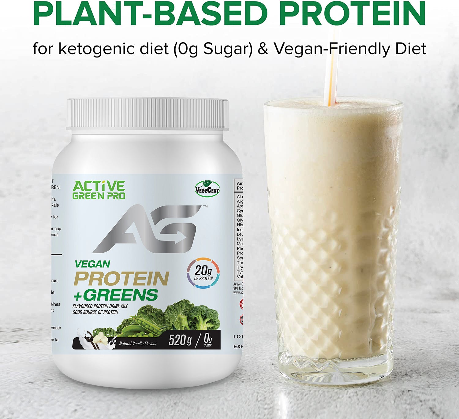 Vegan Greens Vanilla Flavor | Fermented & Vegan Protein Natural Vanilla ...